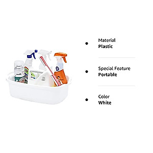 Large Cleaning Supplies Caddy With Handle, Plastic Cleaning Bucket Organizer for Cleaning Products, Under Sink Tool Storage Caddy(White)
