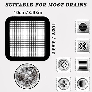 50PCS Pack,4" X 4" Disposable Shower Drain Cover Hair Catcher, Square Shower Drain Mesh Sticker, Bathroom, Laundry, Bathtub, Kitchen, Sink, for Human & Pet (50 PCS)