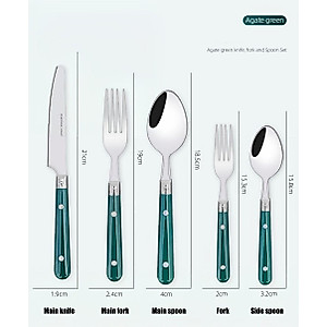 20-Piece Set-304 Thickened Stainless Steel Silverware Cutlery Set Steak Knife And Fork Spoon Dessert Tea Spoon Fruit Fork (White)