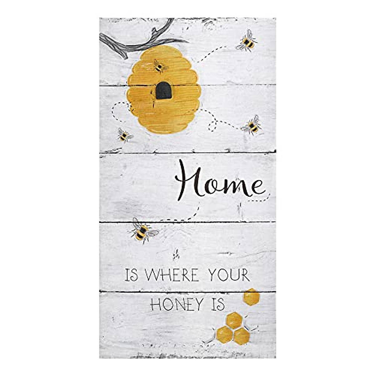 MUSEDAY Kitchen Towels Dishcloths Set Home is Where Your Honey is Cute Bee Honey Hive Retro Wood Grain Absorbent Dish Towels Dish Cloths for Drying Kitchen Hand Towels Decorative Tea Towels
