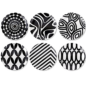 French Bull Assorted Plates-6 Piece Set-Melamine Dinnerware, Serving, Party, Platter, Dish, 6" - Black and White Assorted