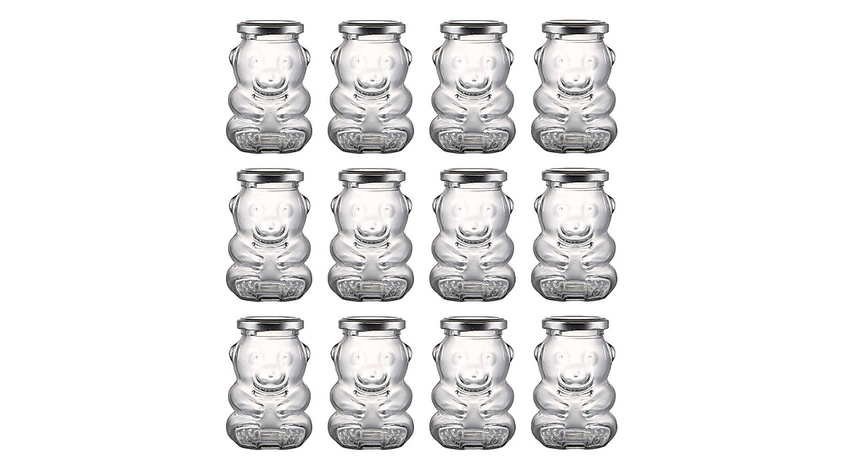 Bekith 12 Pack 9 oz Glass Honey Jars with Silver Lids for Favors & DIY