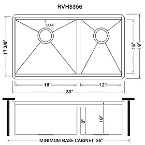 Ruvati 33-inch Workstation 60/40 Double Bowl Undermount 16 Gauge Stainless Steel Ledge Kitchen Sink - RVH8356