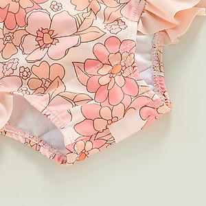 MERSARIPHY Toddler Baby Girl One-Piece Swimsuit Long Sleeve Swimsuit Girls Bathing Suit Rash Guard (6-12 Months, Pink C)