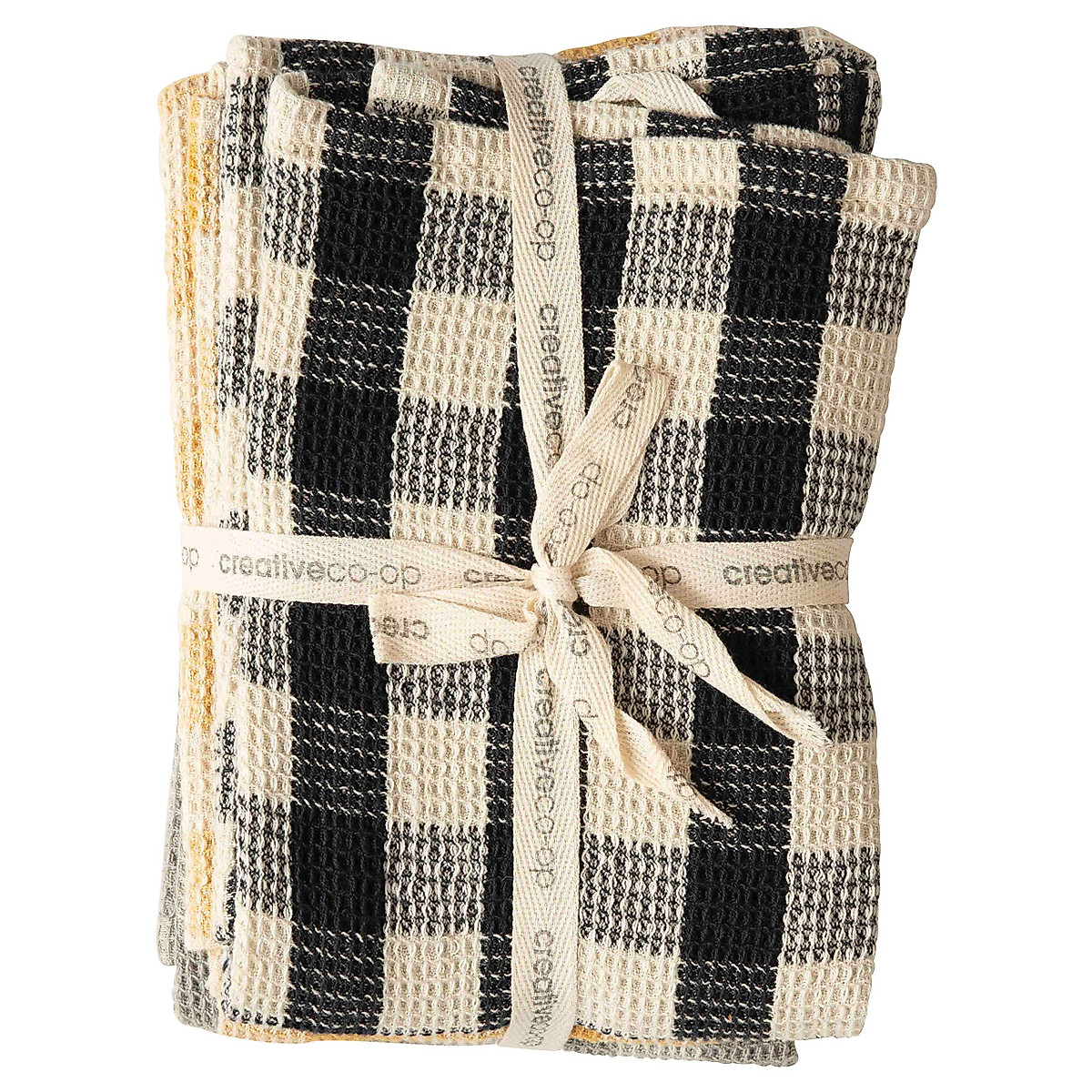 Creative Co-Op Gingham Cotton Waffle Weave (Set of 3 Colors) Tea Towels, Multicolor, 3 Count