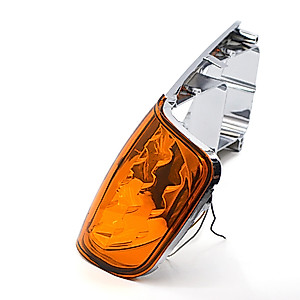 Torque Headlight Bezel PAIR Replacement for 1989-2002 Freightliner FLD semi Trucks with Amber LED Turn Signal Light Assembly DOT SAE Approved Driver Left Passenger Right Side Set 3 Wires (TR039)