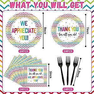 Thank You Party Plates Napkins We Appreciate You Tableware Teacher Appreciation Dinnerware Be Thankful to Teacher Doctor Staff Disposable Plates Fork for Congratulations Graduate Party Supply Serve 24