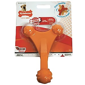 Nylabone Power Chew Axis Bone Chew Toy for Dogs, Dog Toys for Aggressive Chewers, Bacon Flavor, X-Large/Souper - 50+ lbs. (1 Count)