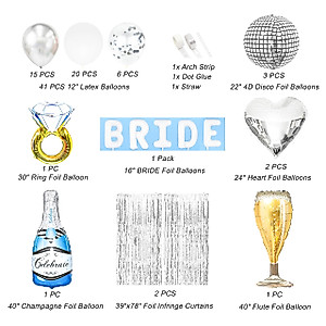 Bachelorette Party Decorations Kit Bridal Shower Balloons Arch Kit Silver Foil Fringe Backdrop Curtains for Retro Boogie Disco Bachelorette Party Decorations (Silver)