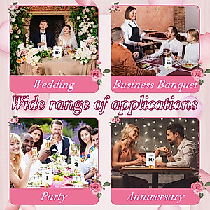 Taiyin 40 Sets Wedding Table Number Card Stock Signs with Round Stand 4 x 6 Inch 1-40 Gold Table Numbers with Stand Wooden Gold Card Holder for Wedding Reception Anniversary Party Restaurant Events