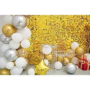 Kate Square Gold Shimmer Wall Sequin Panel Backdrop Birthday Wedding Background Decoration Wall(Pack of 12)