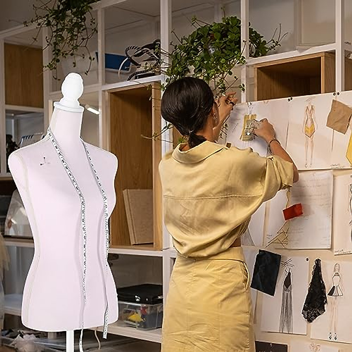 DRDINGRUI Female Mannequin Body, Pinnable Dress Form with Tripod Base for Dress Jewelry Display