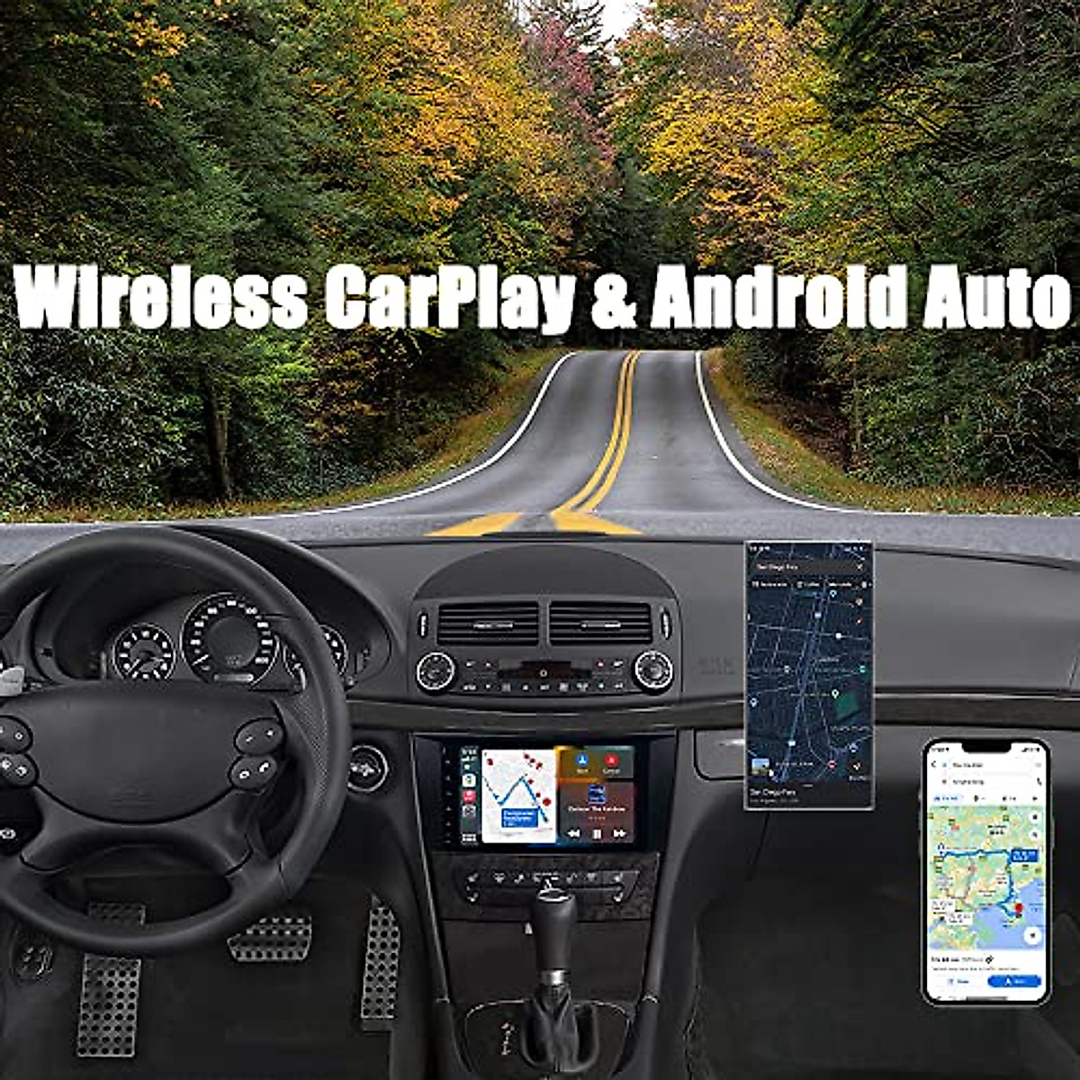 Android 12 Car Stereo CarPlay GPS for Mercedes-Benz E-Class W211 CLS W219 G-Class, Android Auto Navigation Head Unit Radio 8" Touch Screen, Octa Core 4G+128G, DSP/Optical Out/BT/WiFi/4G/FastBoot/SWC