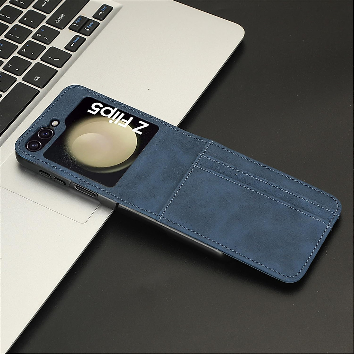 DAMONDY for Galaxy Z Flip5 5G Wallet Case,Samsung Z Flip5 5G Phone Case, Leather Flip Case Classic Design with Card Slot and Magnetic Closure Flip Fold Case for Samsung Z Flip5 5G -Blue