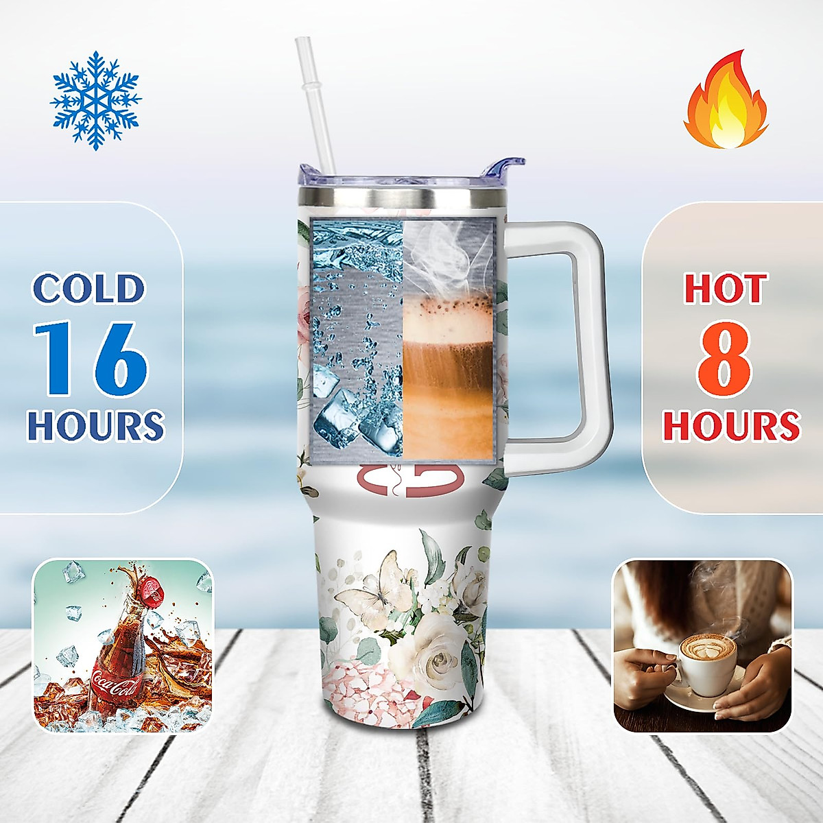 qoepfnsh Gifts for Grammy Grandmother Gift from Grandson Granddaughter on Birthday Mothers Day&Christmas 40 oz Tumblers with Handle and Straw Stainless Steel Insulated Travel Coffee Cup Mug