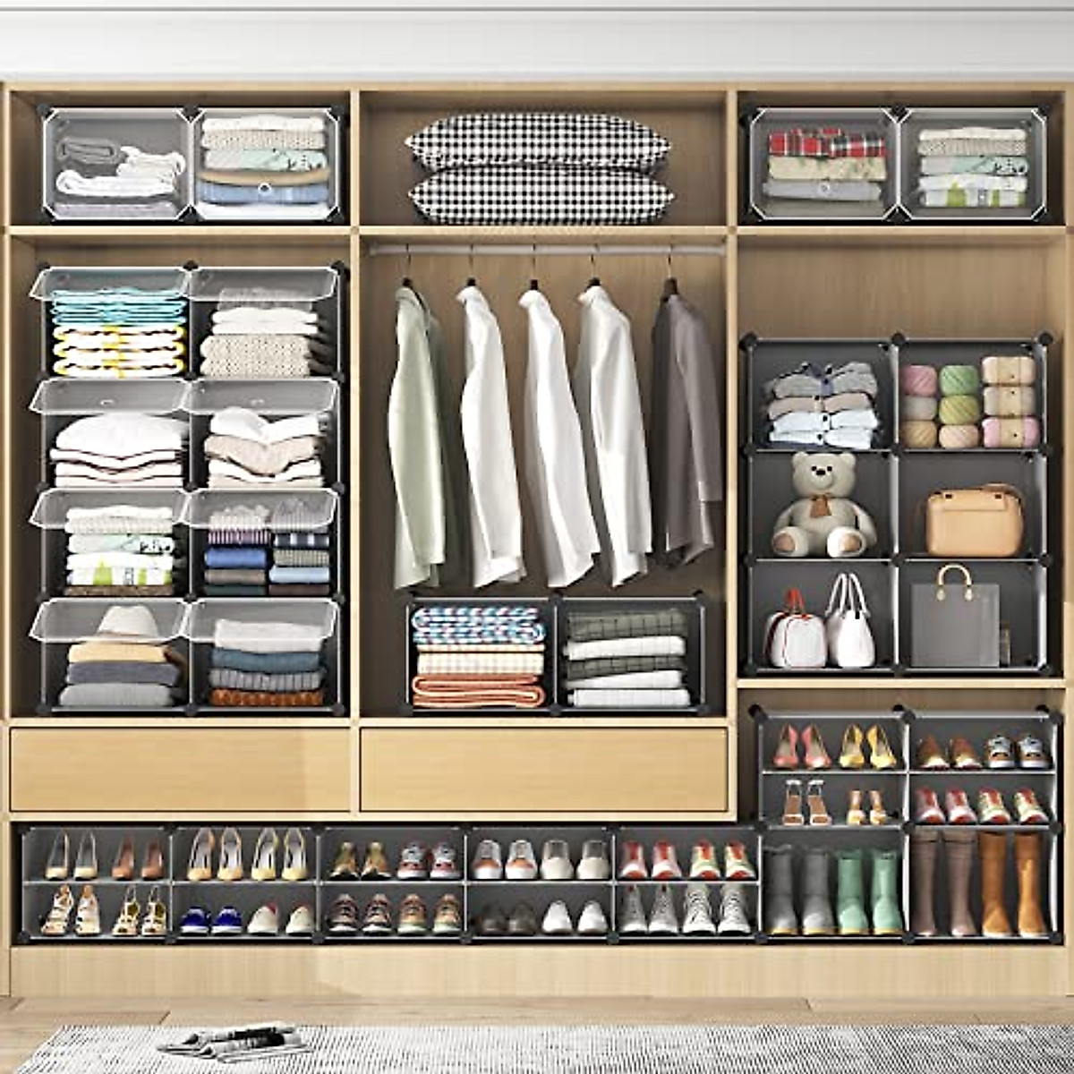 MAGINELS Shoe Rack Organizer for Entryway Closet Expandable 32 Pairs 8 Tier Shoe Storage Cabinet Narrow Standing Stackable Space Saver Shoe Rack for Entryway, Hallway and Closet,Grey