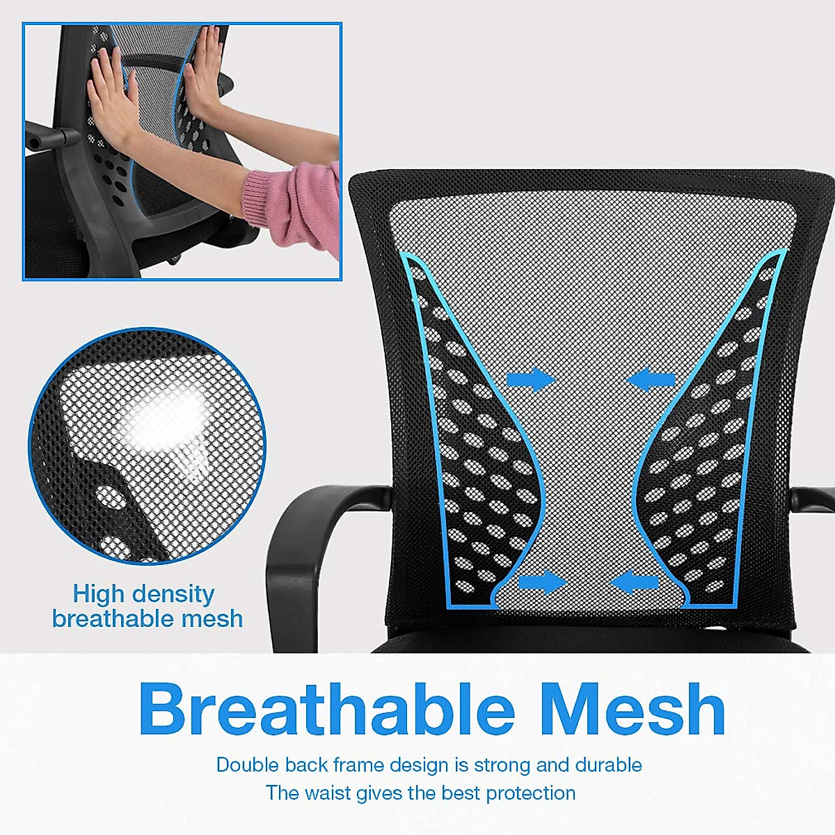 Drafting Chair Tall Office Chair Standing Desk Chair Adjustable Height with Arms Foot Rest Back Support Rolling Swivel Desk Chair Mesh Drafting Stool for Adults (Black)