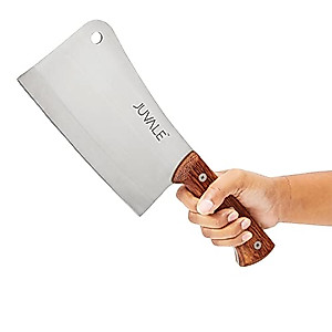 Juvale Stainless Steel Meat Cleaver Knife with Wooden Handle, Heavy Duty Bone Chopper for Butcher, Slicing Vegetables (8 In)