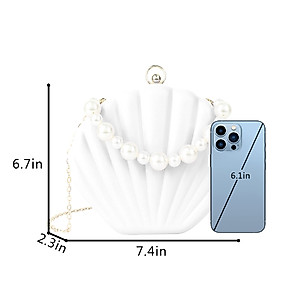 Goclothod Girls Seashell Shape Purse Glitter PU Leather Crossbody Shoulder Bag Mini Chain Purse