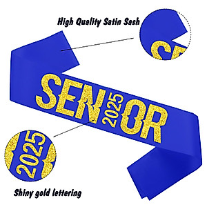6 PCS Royal Blue Senior Sash 2025 with Gold Printing Letters, 2025 Graduation Celebrations Sashes, Class of 2025 Sash for Graduation Party, Senior Cheer Sashes, Cheerleader Sash