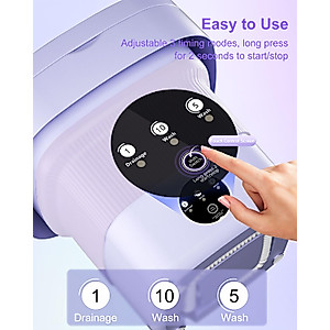 Portable Washing Machine, 9L Mini Laundry Washer with 3 Modes Cleaning for Underwear, Baby Clothes, Sock, Small Delicates. Foldable Washer and Dryer Combo for Apartment, Home, Hotel,Camping,RV(Purple)