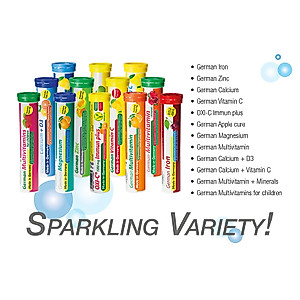 German Calcium + VIT. D - 240 Vegetarian Drink Effervescent Tablets - Orange-Grapefruit Flavor - Made in Germany