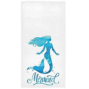 Pfrewn Mermaid Girl Hand Towels 16x30 in Fish Scales Bathroom Towel Soft Absorbent Ocean Sea Underwater Summer Small Bath Towel Kitchen Dish Guest Towel Home Bathroom Decorations