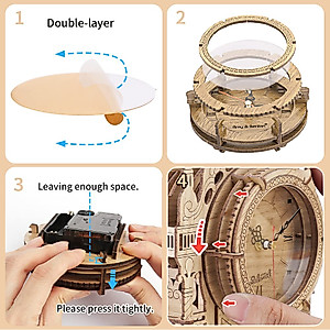 nicknack 3D Wooden Puzzle for Adults, Model Building Puzzle - Tower Clock, Light