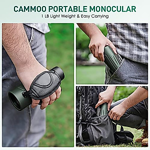 Monocular, CAMMOO 24mm Large Eyepiece, 12×50 High Power Monocular Telescope for Bird, Wildlife, Stars Watching, Camping, SMC Clear Low Light Vision, IPX7 Waterproof Monocular with Smartphone Adapter