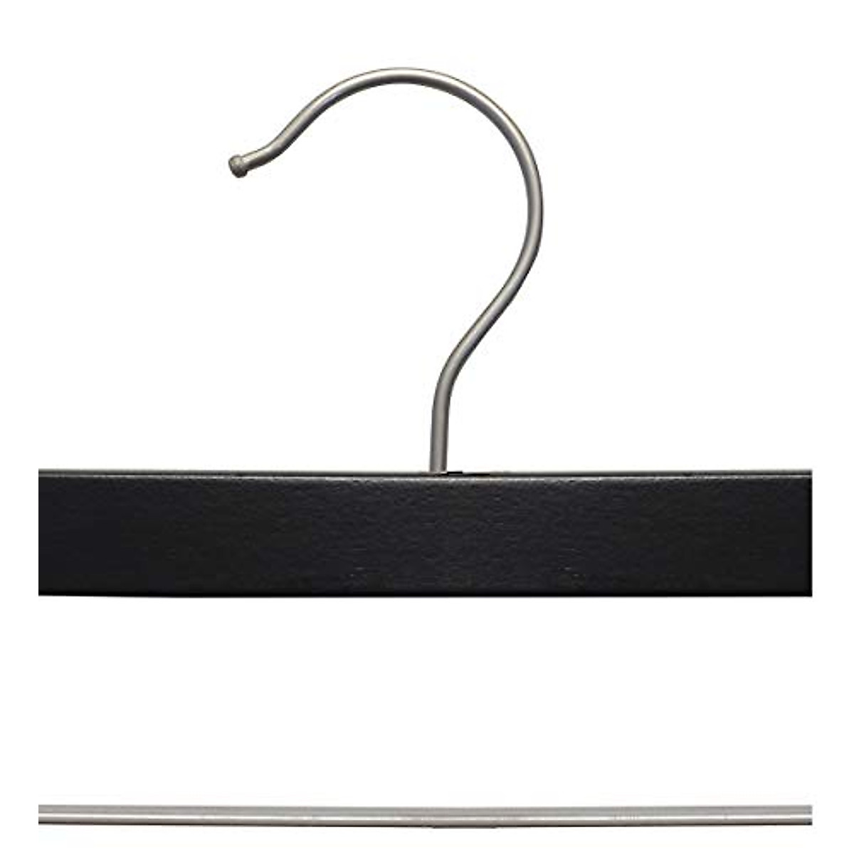 NAHANCO 21214RC 14” Wooden Pant Skirt Hanger with Chrome Hook and Clips , Black (Pack of 100)