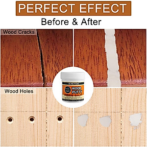 Wood Filler, Wood Putty - Wood Filler Paintable, Stainable, Wood Repair Putty for Wood Cracks and Holes on any Wooden Floor Furniture, Hardwood Scratch Repair Kit - 9.87 Ounce White Wood Filler