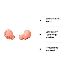 Sony WF-C500 Truly Wireless IPX4 in-Ear Bluetooth Headphones - Coral (Renewed)