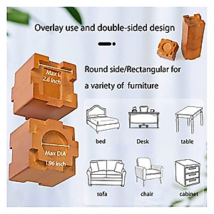 Kasiden Wood Bed Risers, Stackable Furniture Risers-Heights 3 or 6 Inch Heavy Duty Risers for Sofa, Table, Couch Chair (Set of 4 Riser, Brown)