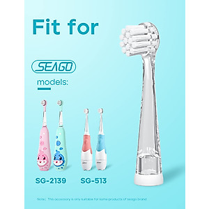 SEAGO Baby and Kids Electric Toothbrush Replacement Heads SG-849 for 513，2139 ，977 - Pack of 4 (025+037