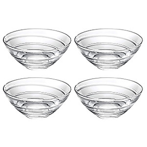 Barski Glass Bowl - For Dessert - Salad - Pasta - Fruit - Nuts - Chocolate - Set of 4 Bowls - Designed - 6.25" Diameter - Made in Europe