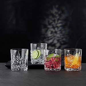 Nachtmann Sculpture 12oz Whiskey Tumbler (Set of 4) - Heavy Base Crystal Glass for Scotch, Bourbon, Cocktails, Liquor, Elegant & Durable Barware, Dishwasher Safe - Modern Glassware Set