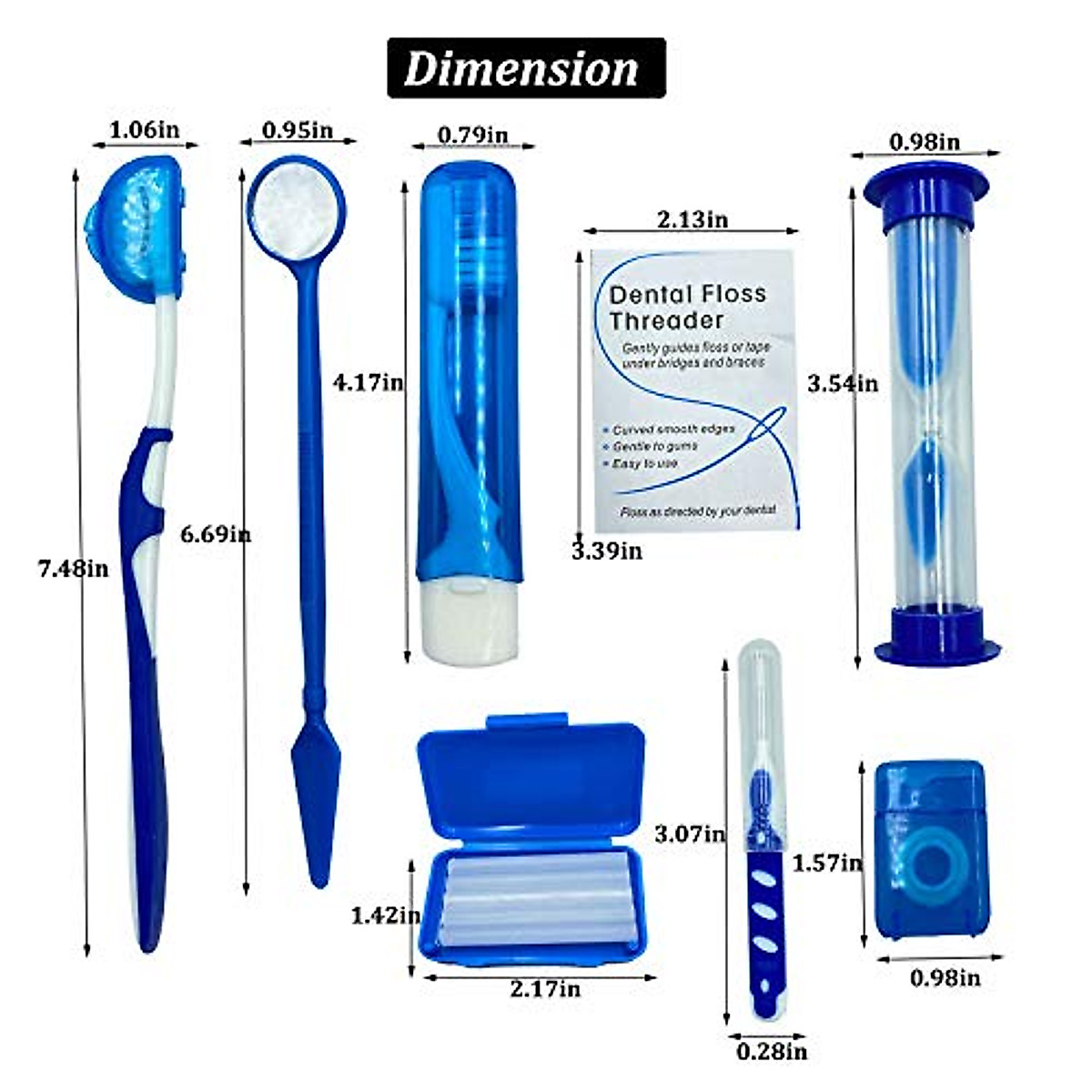 EvaGO Portable Orthodontic Care Kit Orthodontic Toothbrush Kit Travel Oral Care Kit(8pcs/Set)- Blue