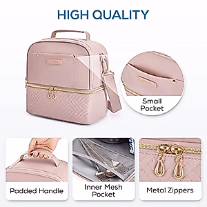TOURIT Lunch Bag Women Double Deck Lunch Box Insulated Lunch Cooler for Women Men Work, School, Pink
