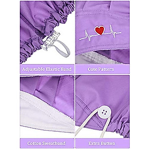 6 Pieces Bouffant Cap with Buttons Adjustable Elastic Head Wrap Covers with Sweatband for Women Men, One Size (Fresh Colors)