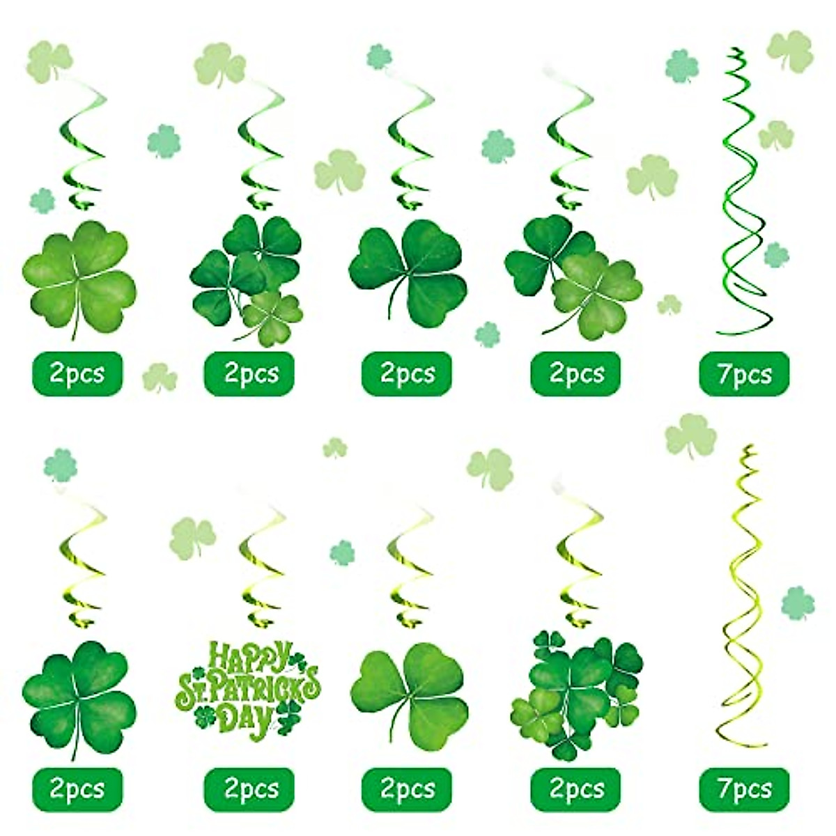 30PCS St Patricks Day Decorations Party Supplies Lucky Irish Green Shamrock Hanging Foil Swirl Decor for Home Ceiling Party Favors