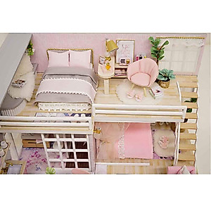 MAGQOO 3D Wooden Dollhouse Miniature DIY House Kit with Furniture,1:24 DIY Dollhouse Kit Dust Proof Included (Girlish Dream)