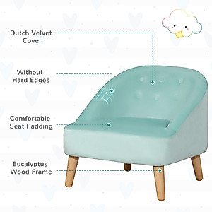 Qaba Kids Sofa Set, Toddler Chair, Sofa & Ottoman for Bedroom, Playroom, Children's Couch for 3-5 Years, Blue