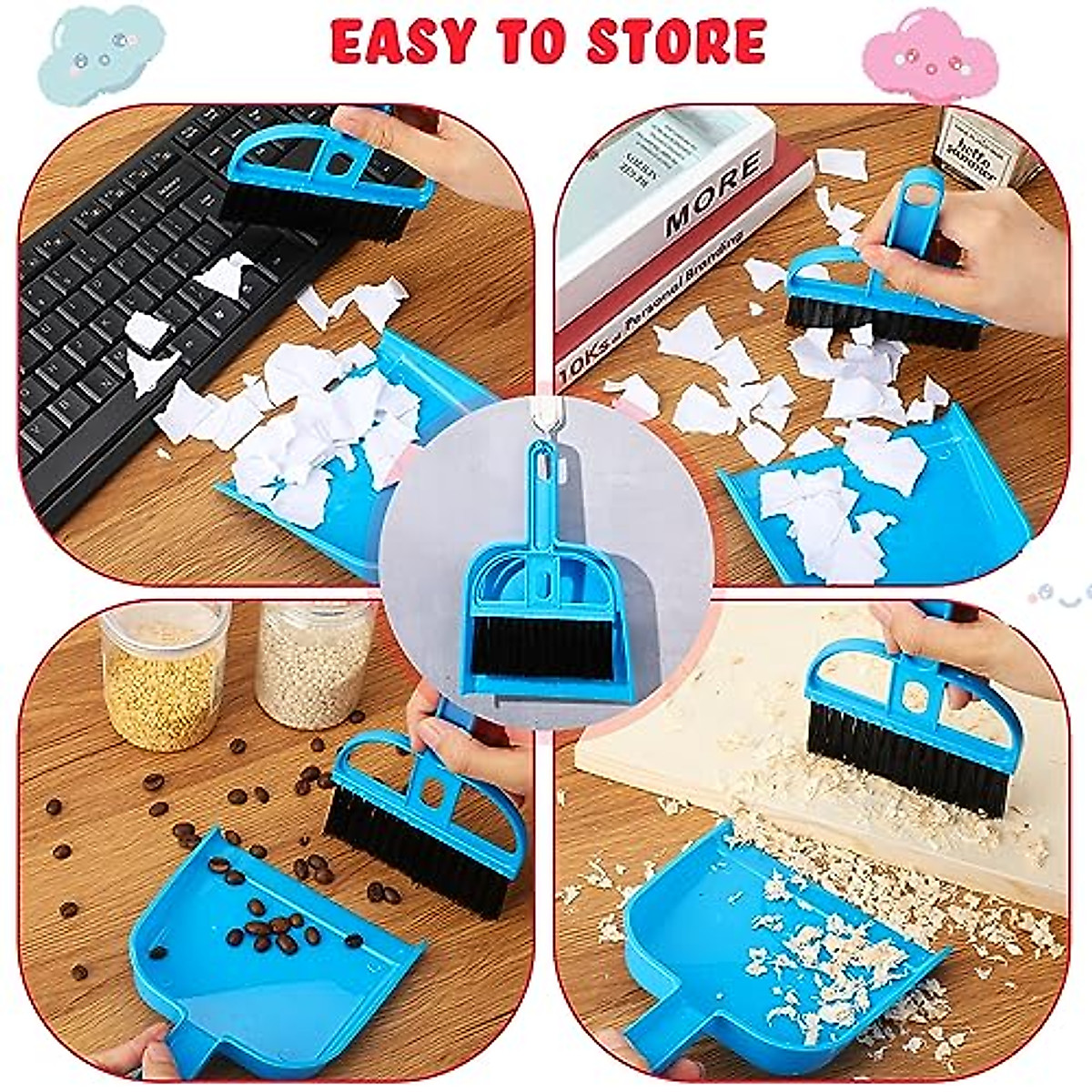 Yulejo 6 Pieces Guinea Pig Bed Plush Hamster Mat Bunny Bed Small Animal Sleeping Bedding Pads with Cleaning Dustpan Brush for Chinchilla Squirrel Hedgehog Small Animals (Cool Color, Star)