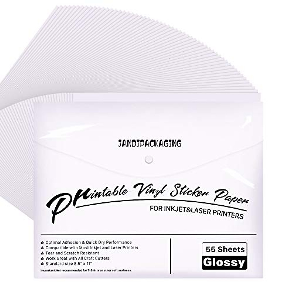 55 Glossy Waterproof Printable Vinyl for Inkjet/Laser