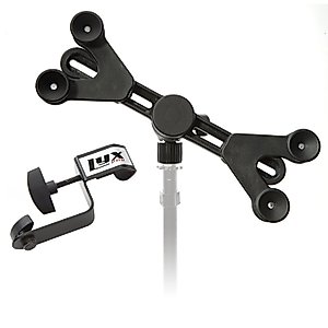 LyxPro TSM1 Microphone Music Stand Mount Holder for Tablet iPhone Ipad Smartphone and Android Adjustable 360 Degree Swivel Tilt Support Arms 3 to 11.5 Inch with Extra Detachable Clip