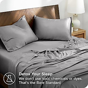 Bare Home Lyocell Tencel Sheet Set - Twin Size - 3 Piece Set - Derived from Eucalyptus - All-Season - Ultra Soft - Deep Pocket (Twin, Light Grey)
