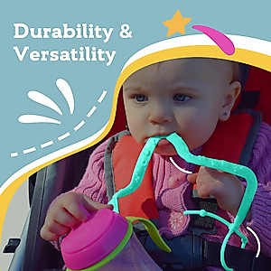 Brilli Baby Cup Catcher Patented Safety Tether Strap, Attach Sippy Cups, Bottles, Toys, Pacifiers to Stroller, High Chair, Car Seat, Made in USA, Food Grade, Dishwasher Safe (Lavender)