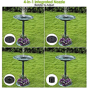 Solar Fountain for Garden Outdoor Aquarium,Floating Solar Water Fountain Free Standing Solar Pond Pump with 4 Nozzles,1.4W Solar Fountain Pump For Bird Bath,No Electricity Required-Flower 16cm(6.3inch