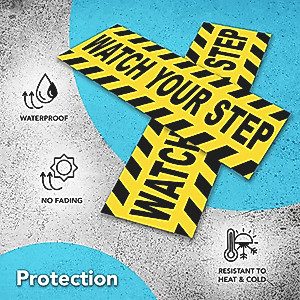 2 PC Watch Your Step - 10x3 Watch Your Step Floor Sticker - Watch Your Step Sticker - Caution Stickers - Watch Your Step Sign for Floor Outdoor/Indoor