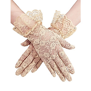 Gionforsy Pillbox Fascinator Veil Feather Derby Hat Lace Gloves Pearl Necklace (Style 8-Pink)